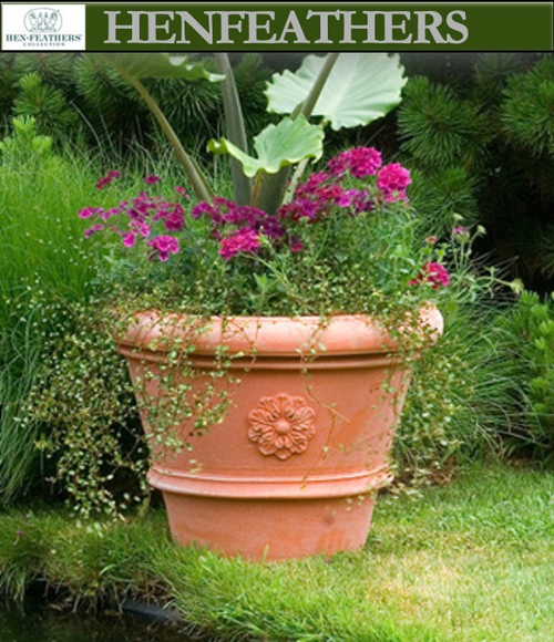 Artisan Rolled Rim Vase with Rosette - HenFeathers