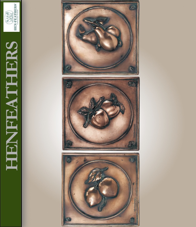 Botanical Fruit Study Plaques Set of 3 - HenFeathers