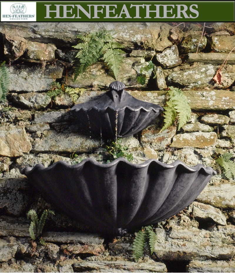 Classic Clam Shell Garden Fountain - HenFeathers