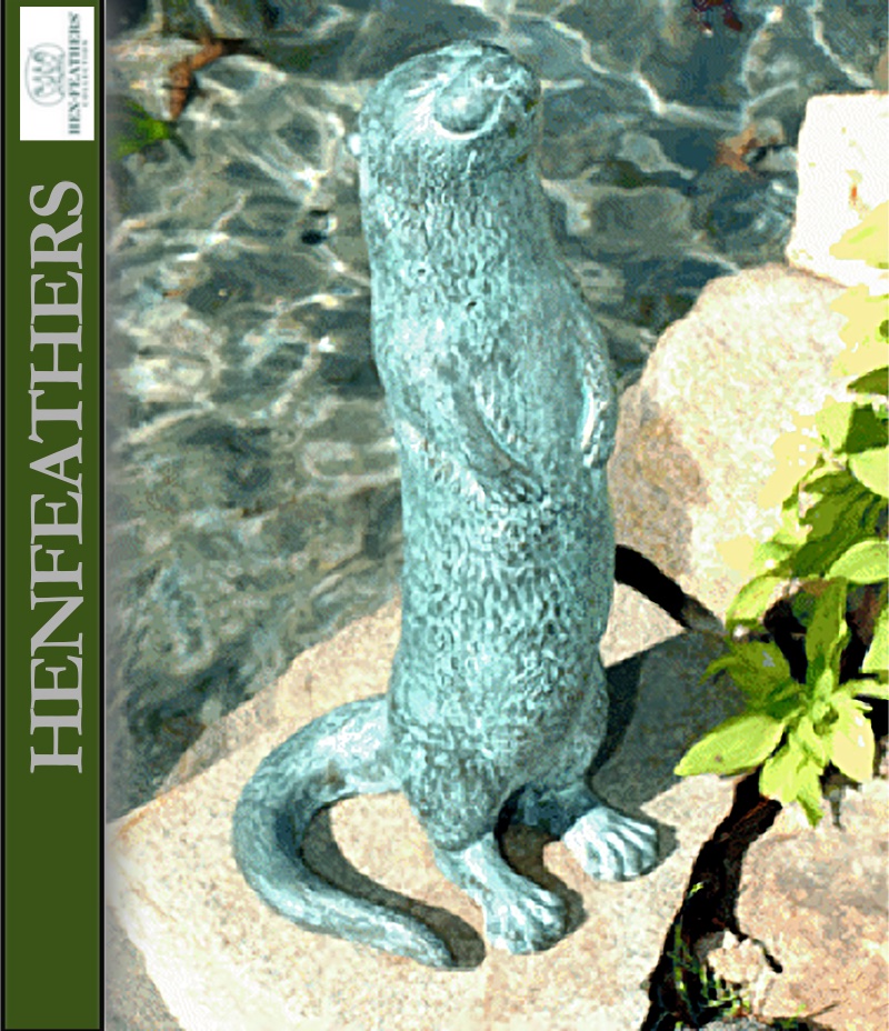 Otter Bronze Garden Sculpture Fountainhead - HenFeathers