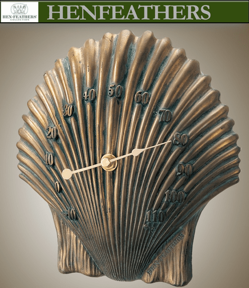 Scallop Shell Thermometer - Garden Decor - HenFeathers