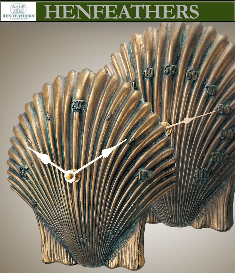 Scallop Shells Clock and Thermometer Set - HenFeathers