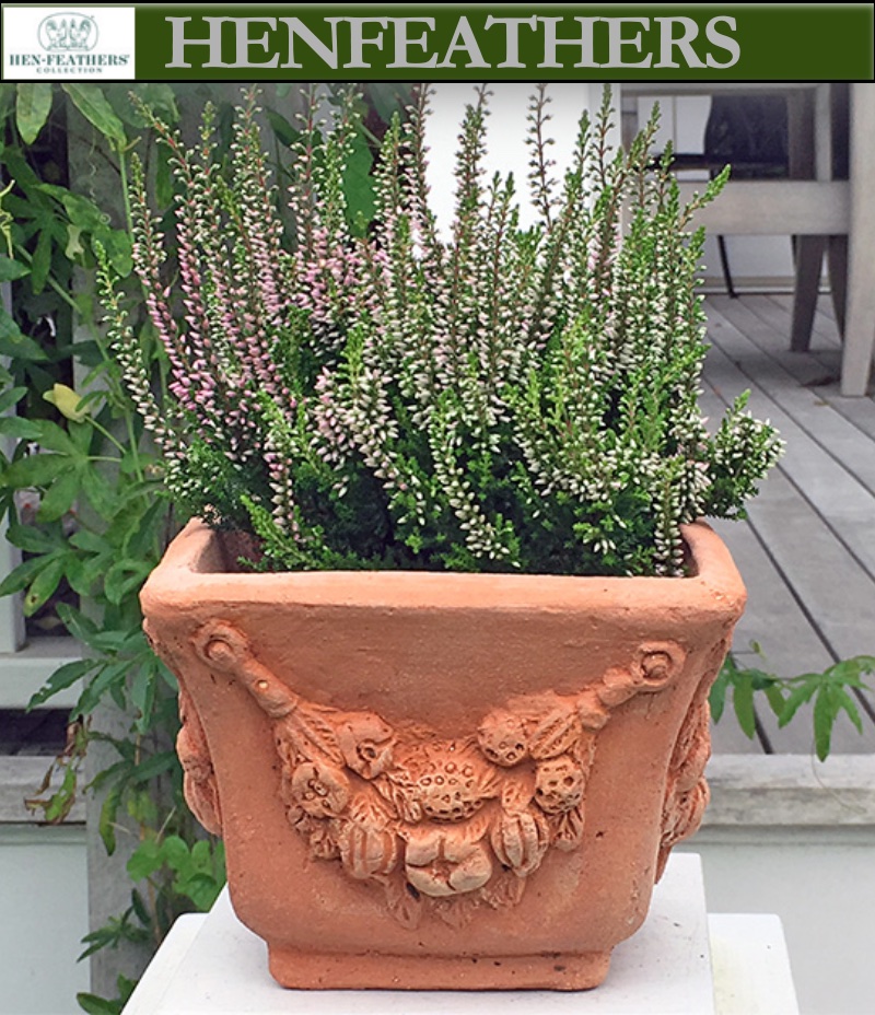 Small Square Garland Pot - Garden Decor - HenFeathers