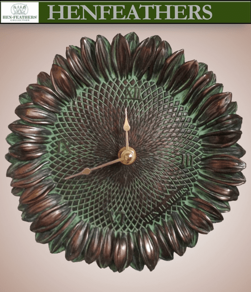 Sunflower Clock - Garden Decor - HenFeathers