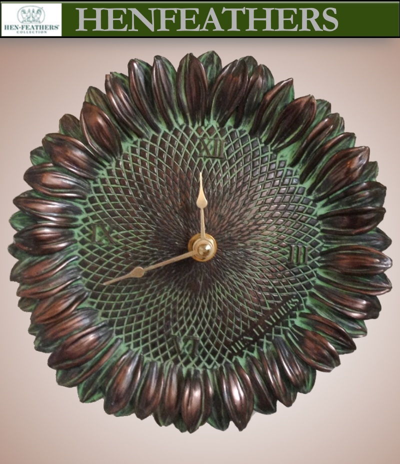 Sunflower Clock - Garden Decor - HenFeathers