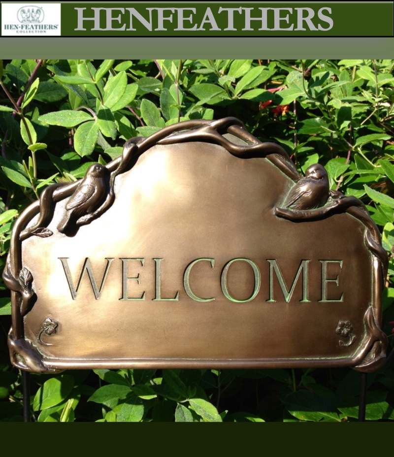 Birds and Vines Welcome Sign - Garden Decor - HenFeathers