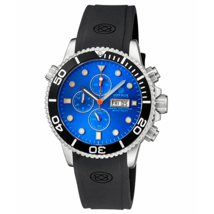 Deep Blue MASTER1KCHRONOBLKBEZLITEBLUE Master 1000 Quartz Chronograph ...