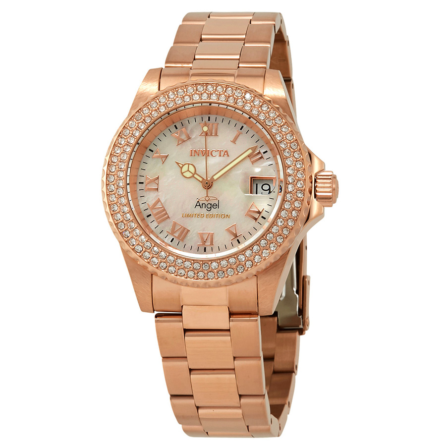 Invicta Angel Crystal White Mother of Pearl Dial Ladies Watch 24615