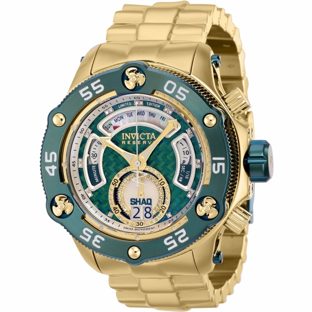 Invicta SHAQ Chronograph Quartz Diamond Green Dial Mens Watch 37496