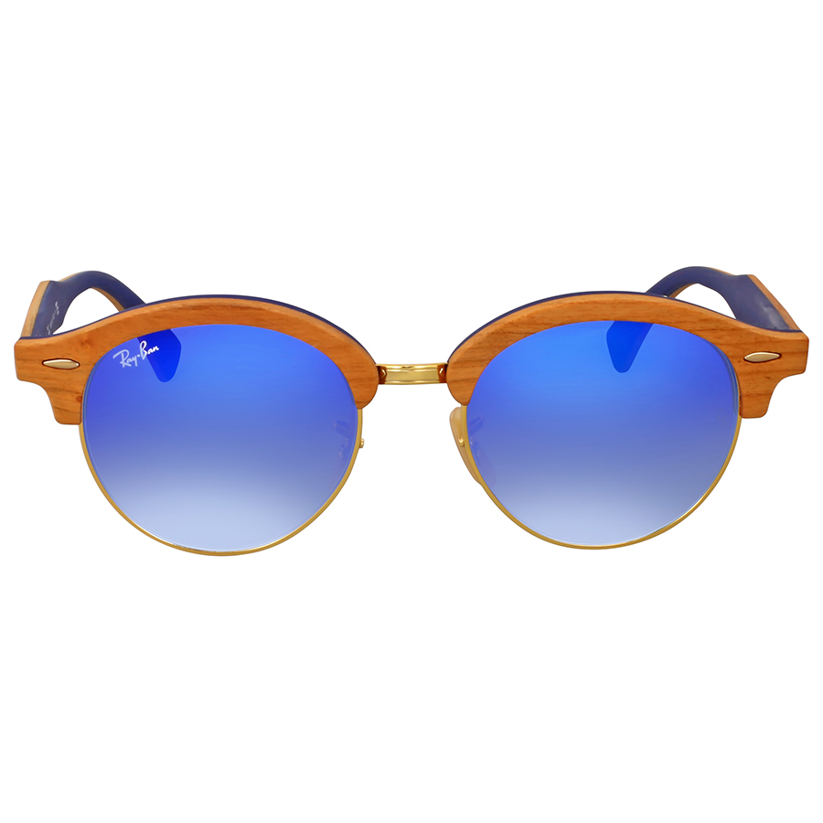 Ray Ban Clubround Wood Blue Gradient Flash Sunglasses