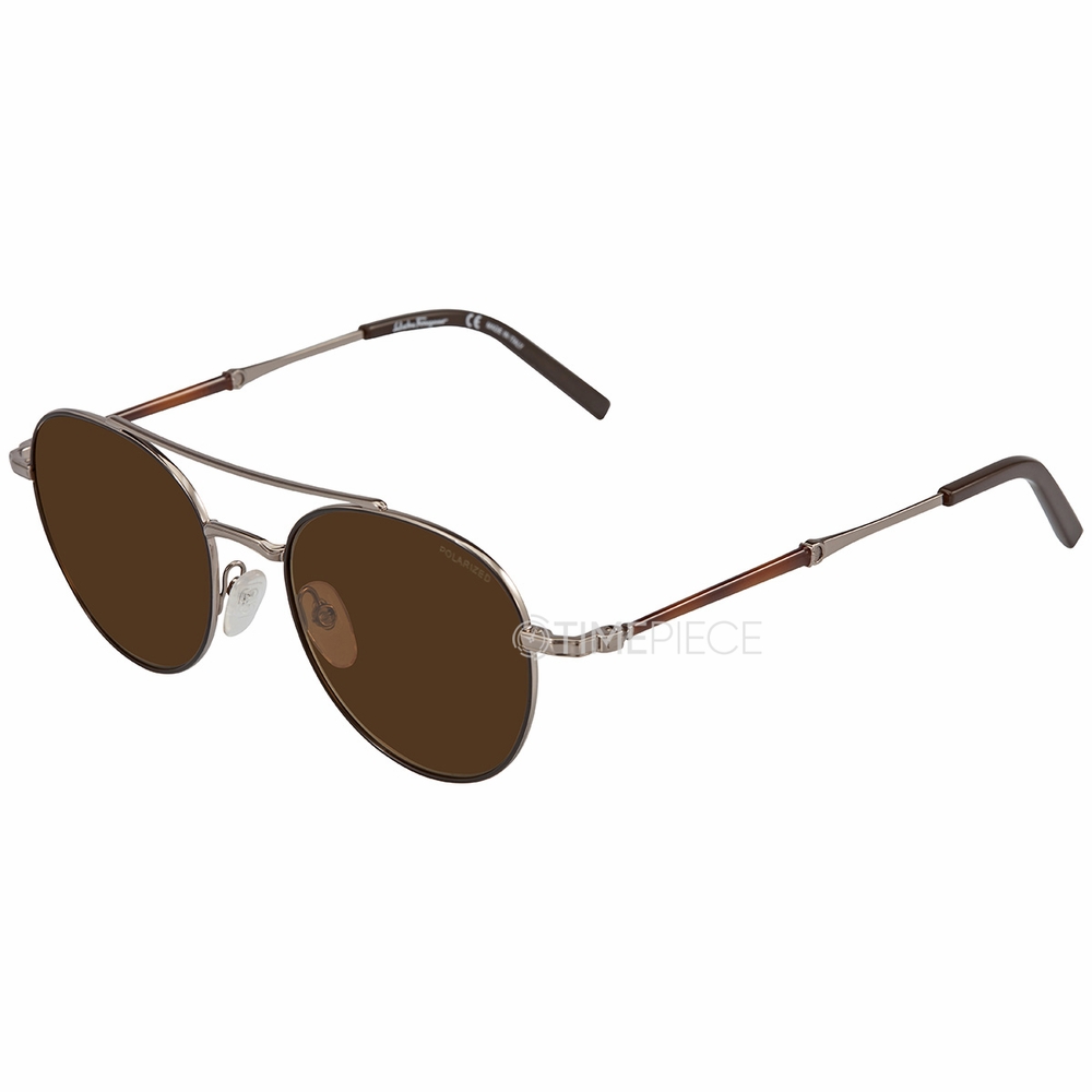Salvatore Ferragamo Brown Pilot Sunglasses SF224SP 039 51
