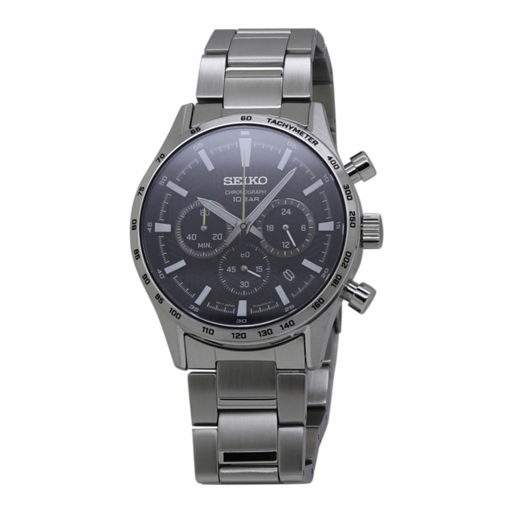 Seiko Chronograph Quartz Black Dial Mens Watch SSB413P1