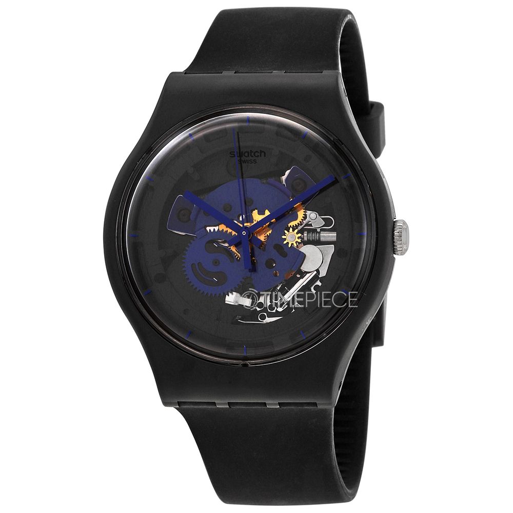 Swatch Time To Blue Big Quartz BlackSkeleton Dial Unisex Watch SO32B109