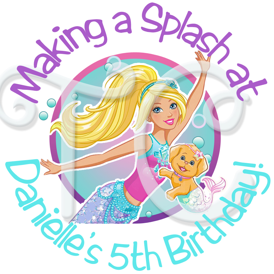 Mermaid Barbie Custom Birthday stickers