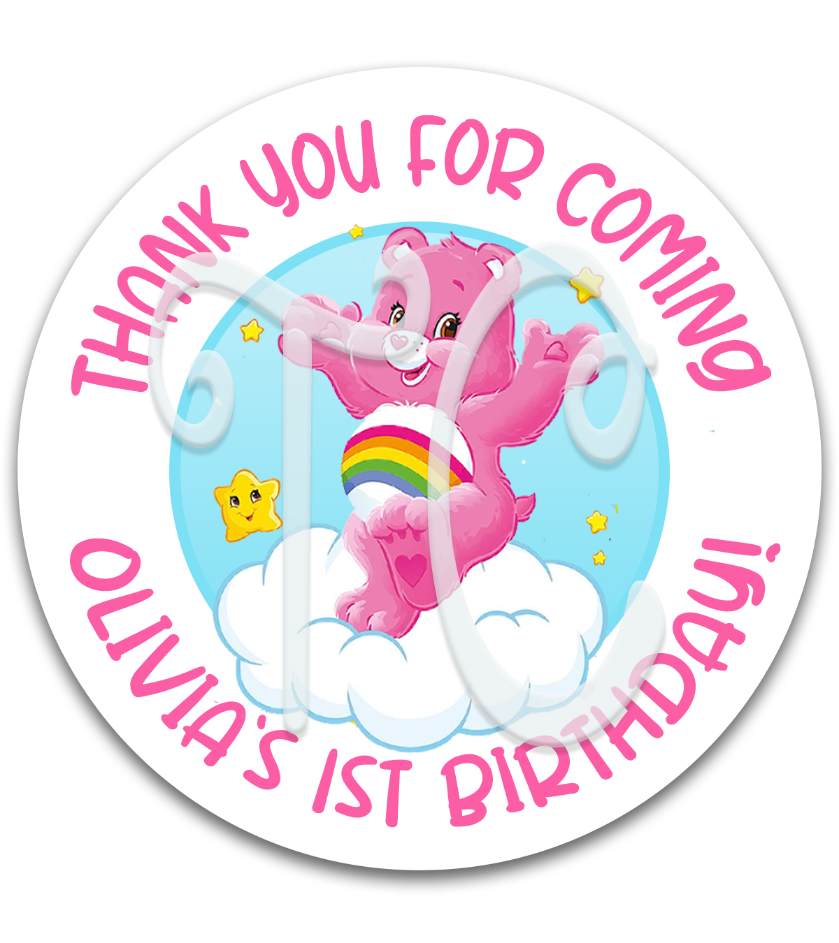 Care Bears Custom Birthday Gift Tag Labels Favor Stickers Party Supplies