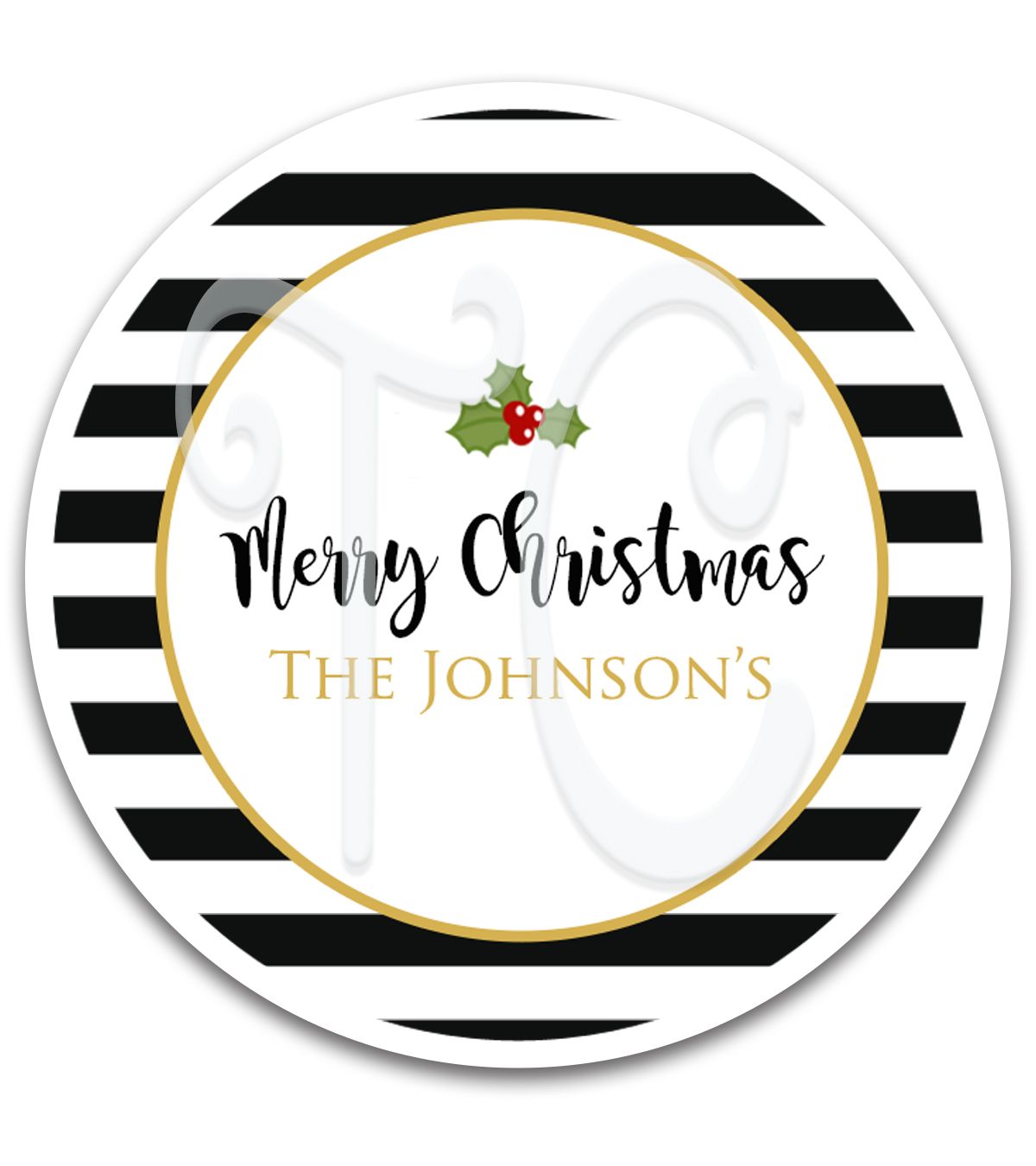 Black and White Stripe Christmas Stickers