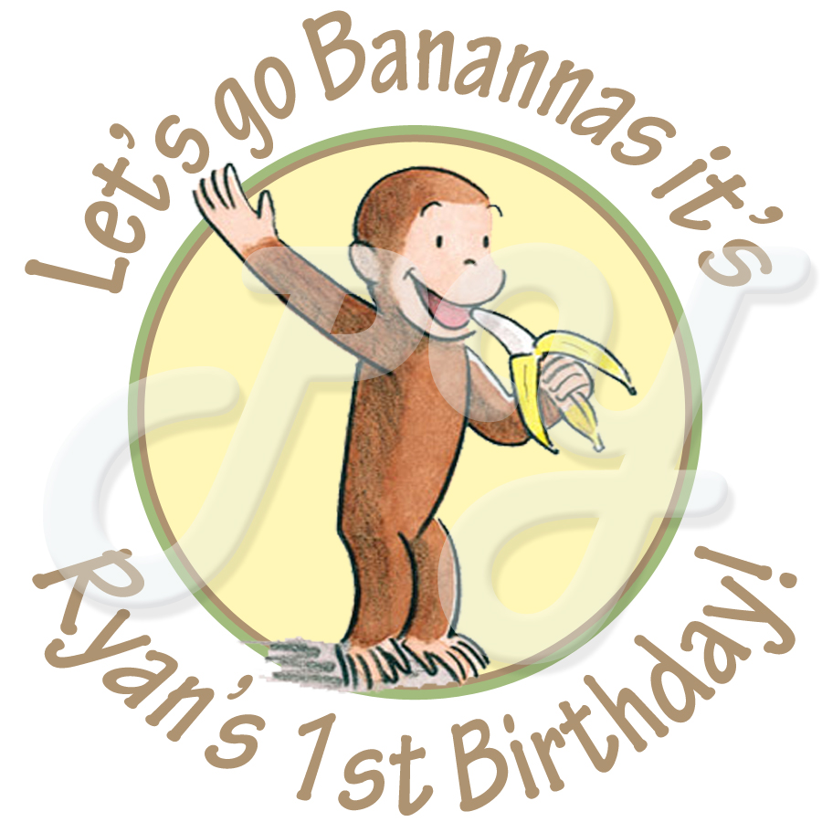 Curious George 1st personalized Birthday stickers