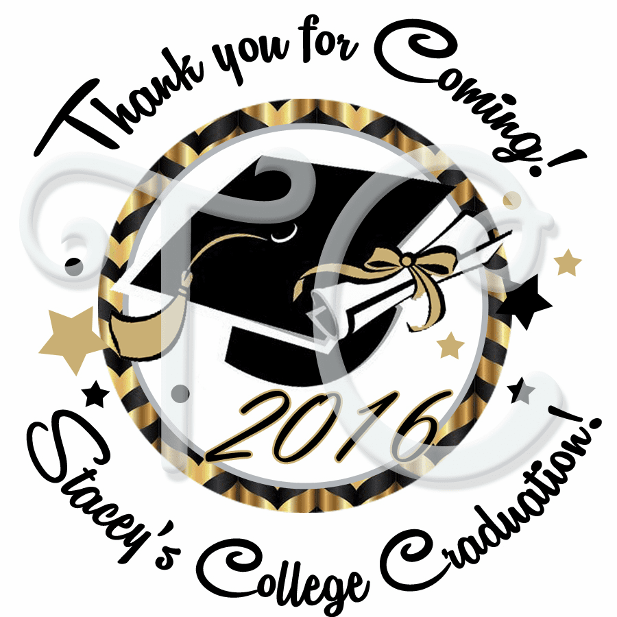 Custom Black and Gold Graduation Stickers