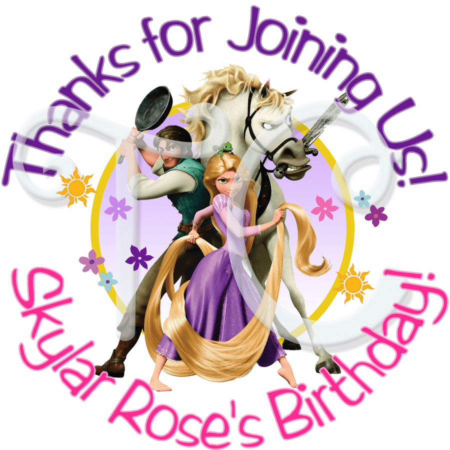 24 Custom Rapunzel Lizard Birthday stickers