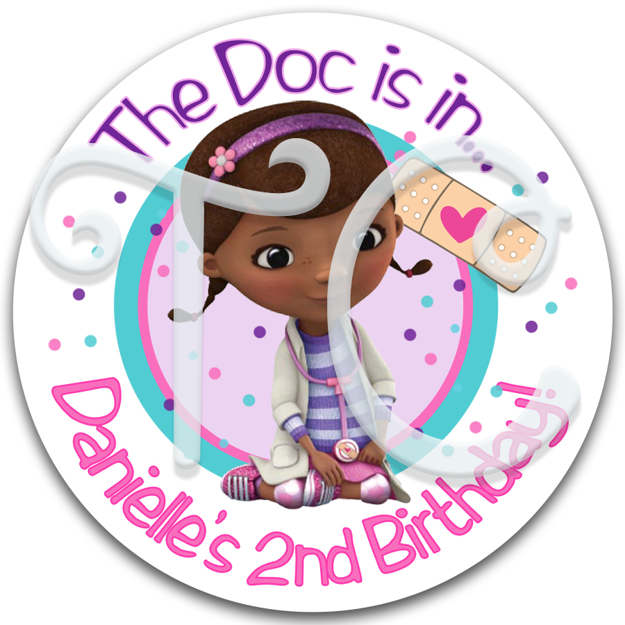 Doc McStuffins Custom Birthday stickers, Doc McStuffins Favors Labels ...