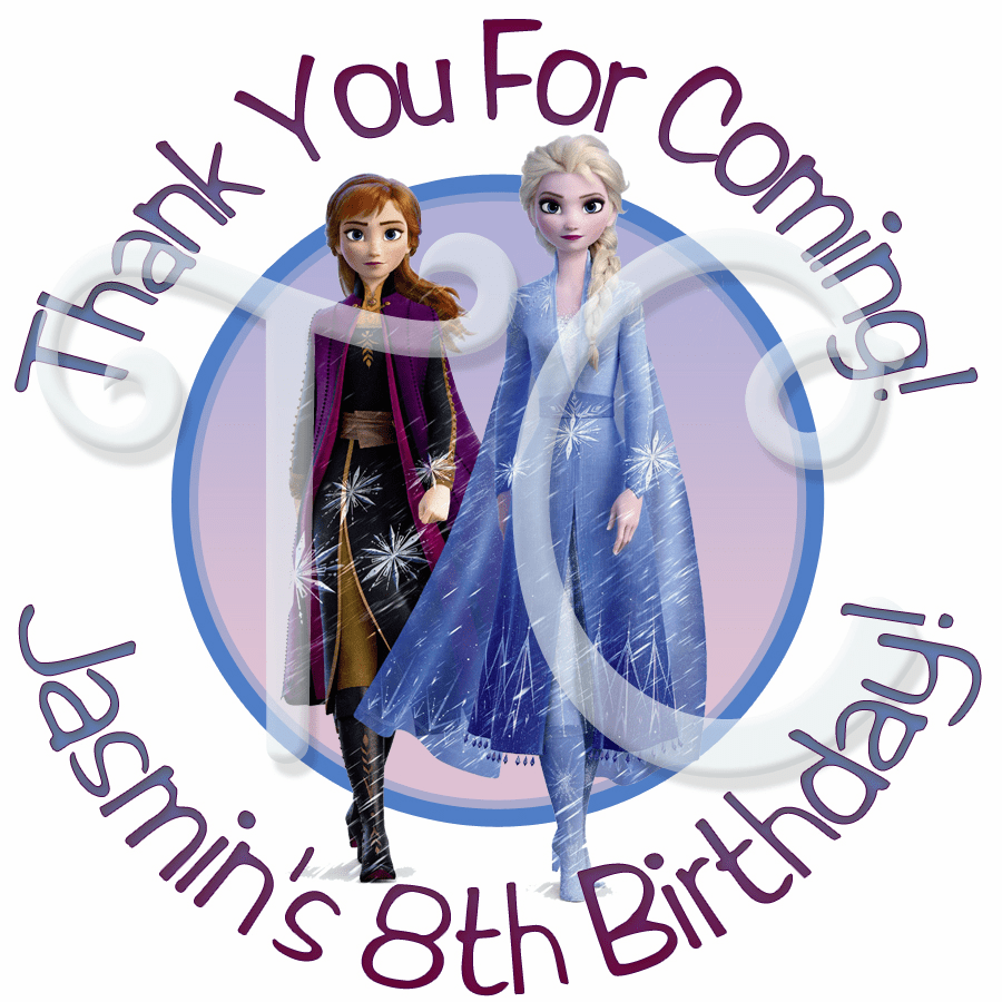 24 Frozen 2 Custom Birthday Stickers