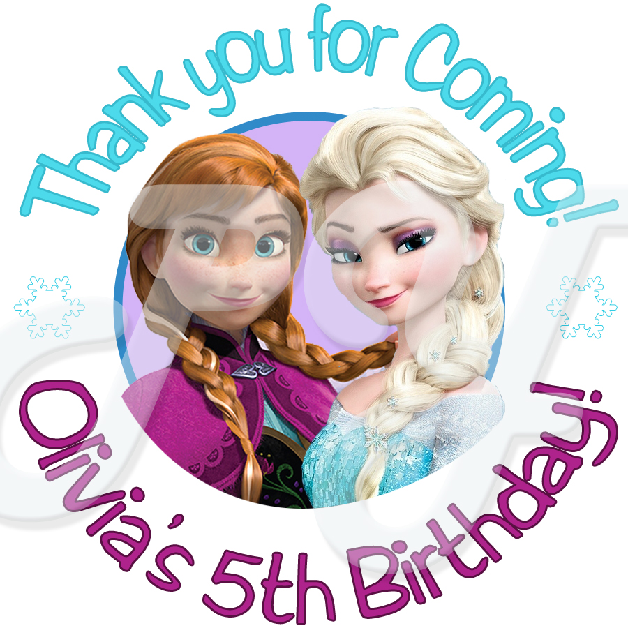 24 Frozen Personalized Birthday Stickers