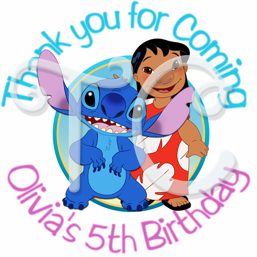 24 Lilo & Stich Custom Birthday Stickers