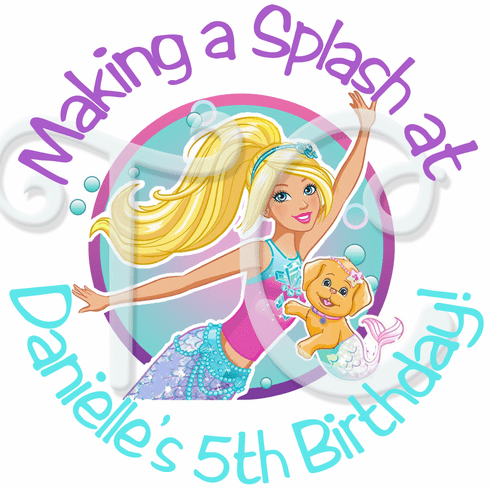 Mermaid Barbie Custom Birthday stickers