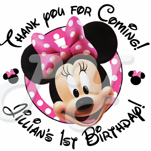 Minnie Mouse personalized birthday stickers
