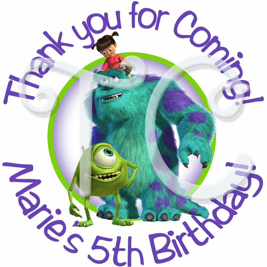 24 Monsters Inc Custom Birthday Stickers