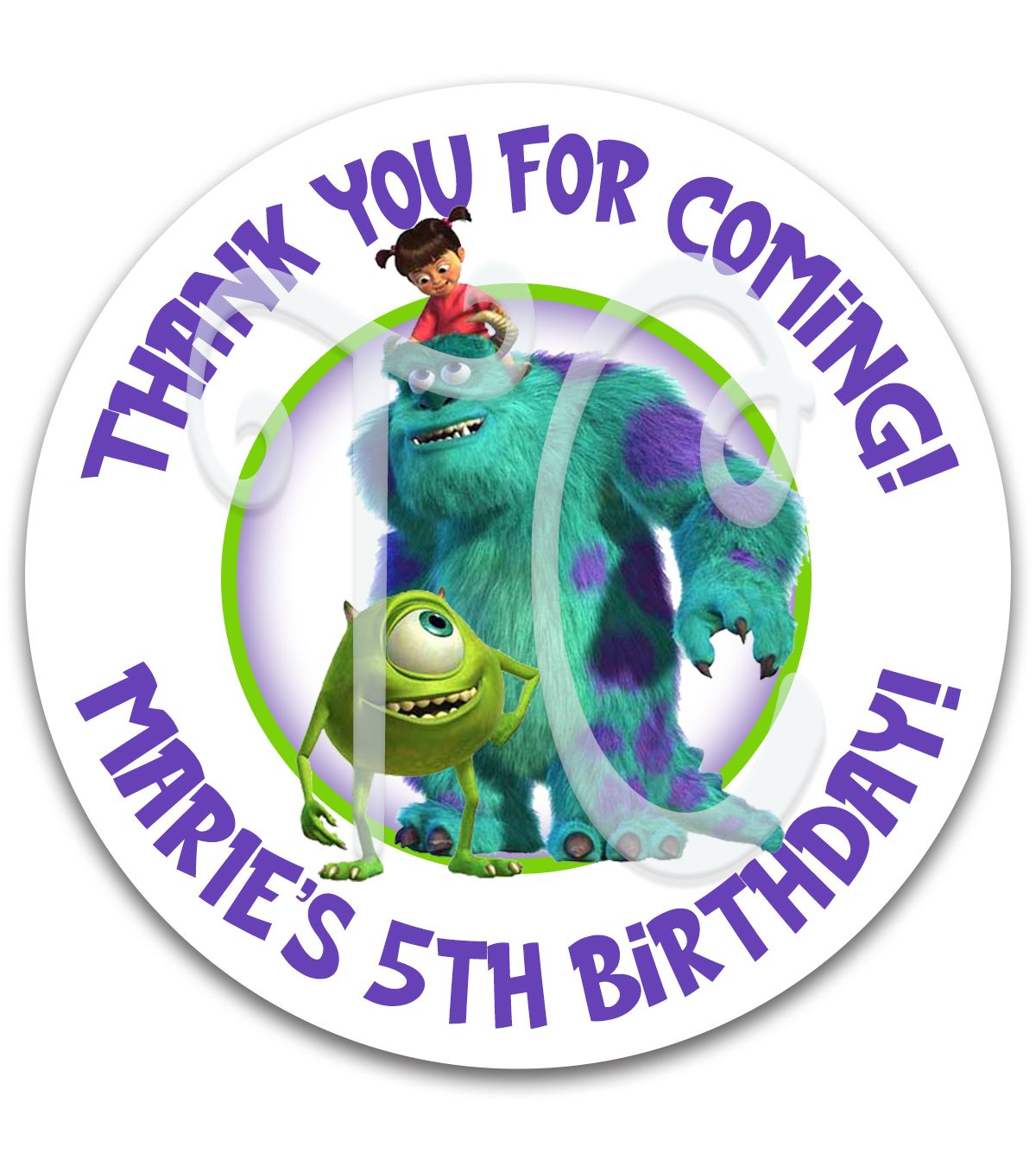 Monsters Inc Custom Birthday Gift Tag Label Stickers, Custom Birthday ...