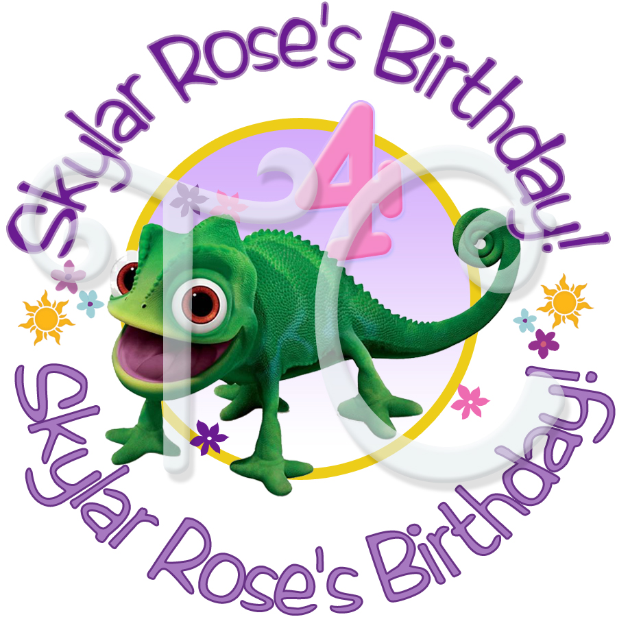 24 Custom Rapunzel Lizard Birthday stickers