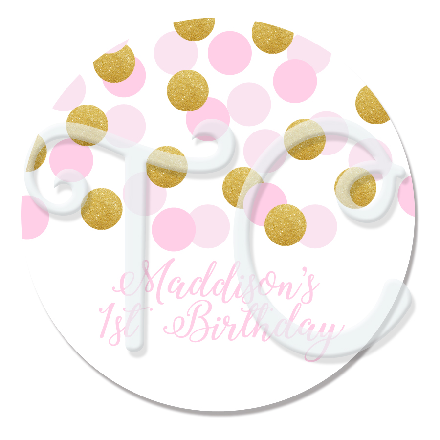 24 Pink and Gold Personalized Stickers