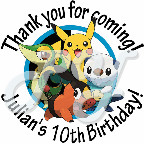 Pokemon Personalized Birthday stickers