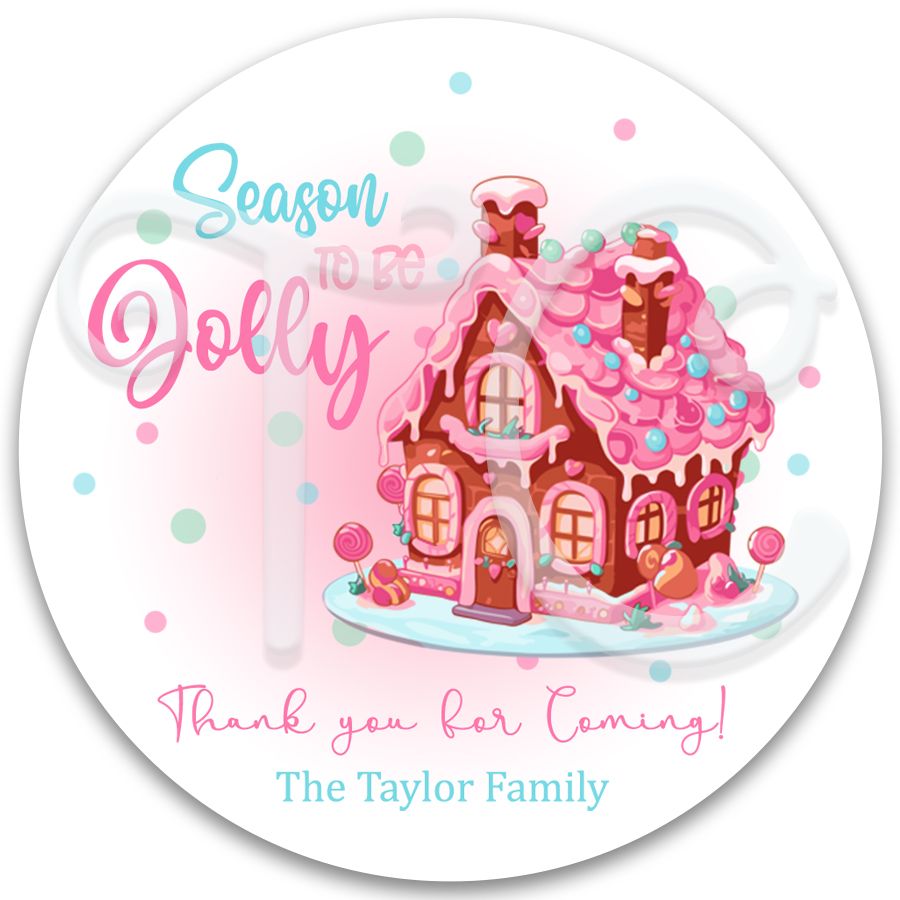 Candyland Pink Gingerbread House Stickers