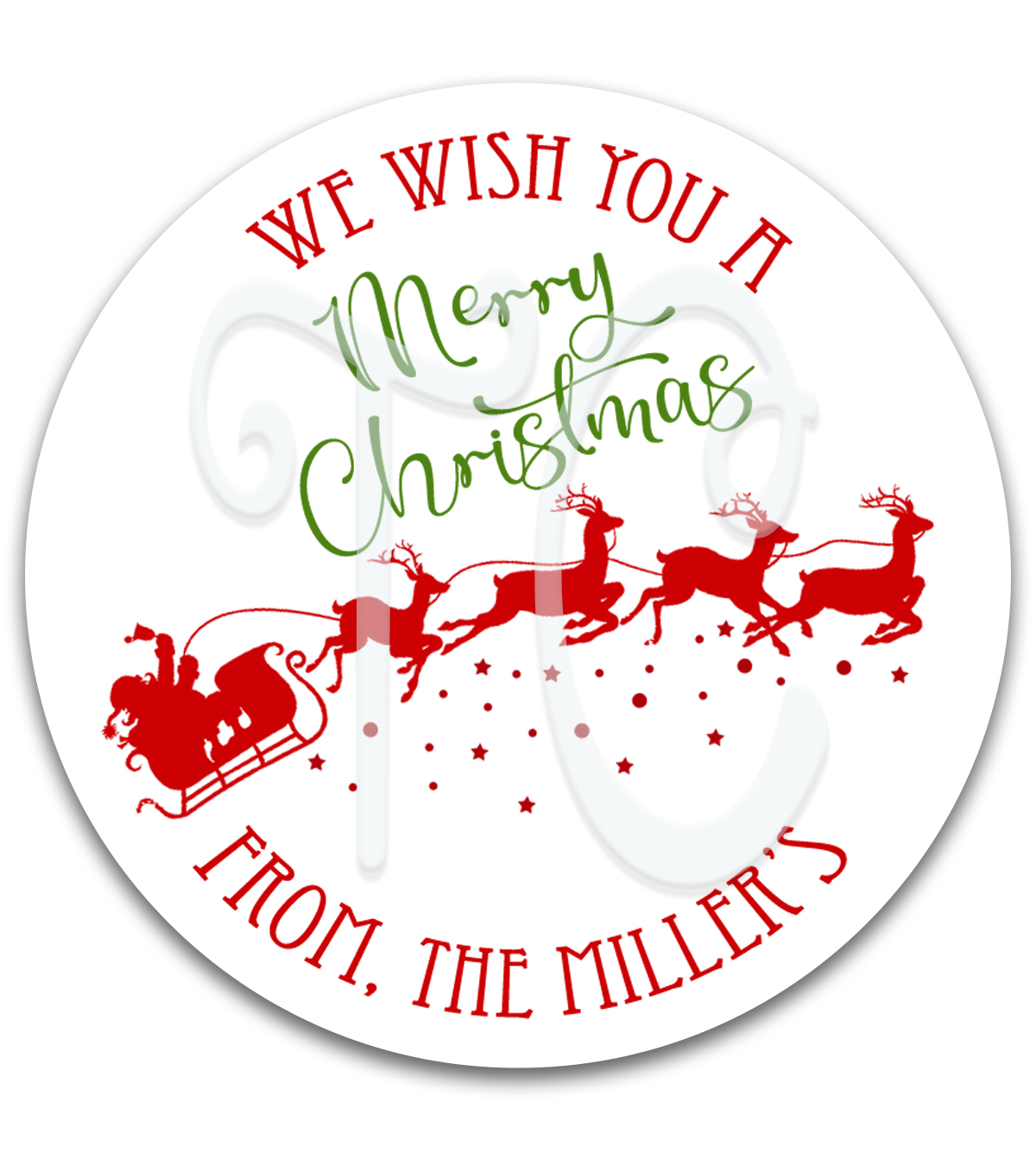 Santa's Sleigh Custom Christmas Stickers