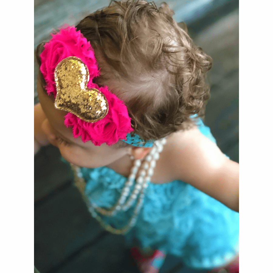 Aqua Pink & Gold Heart Barefoot Sandals Set