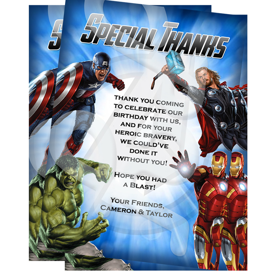 Avengers personalized thank you cards