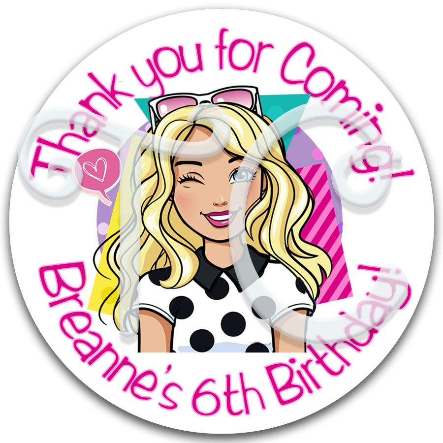 24 Barbie Dreamhouse Custom Birthday Stickers
