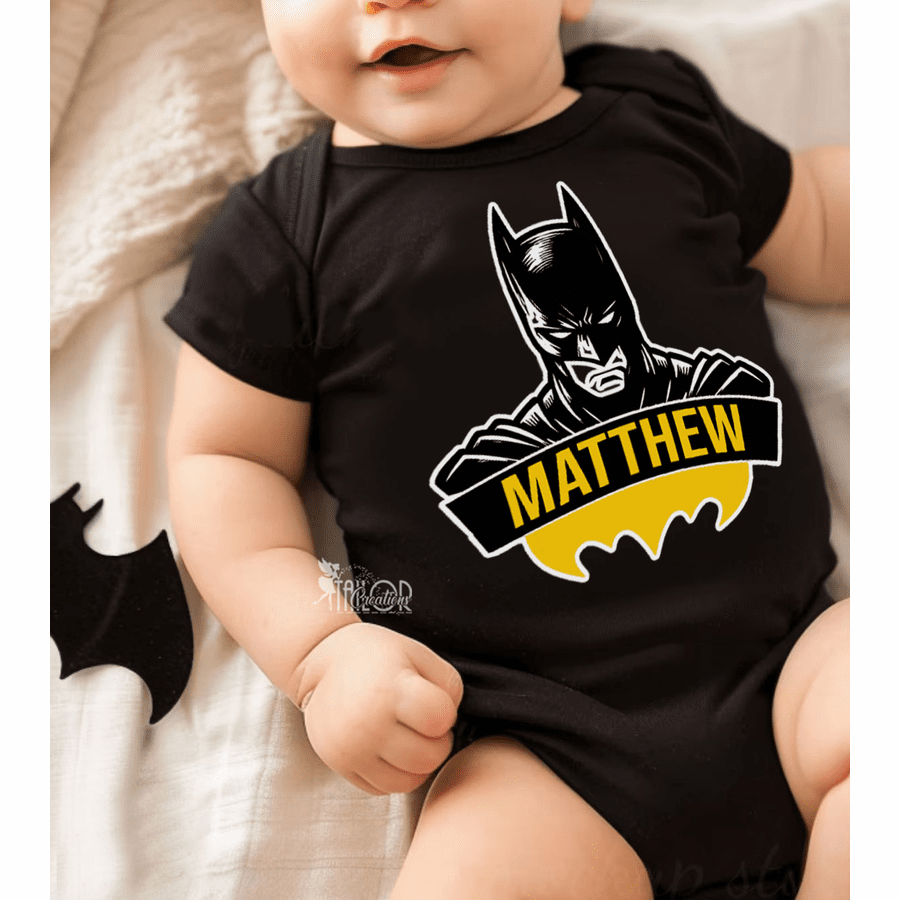Batman Boy Custom Bodysuit Gift Set Superhero Hat Coming Home Outfit