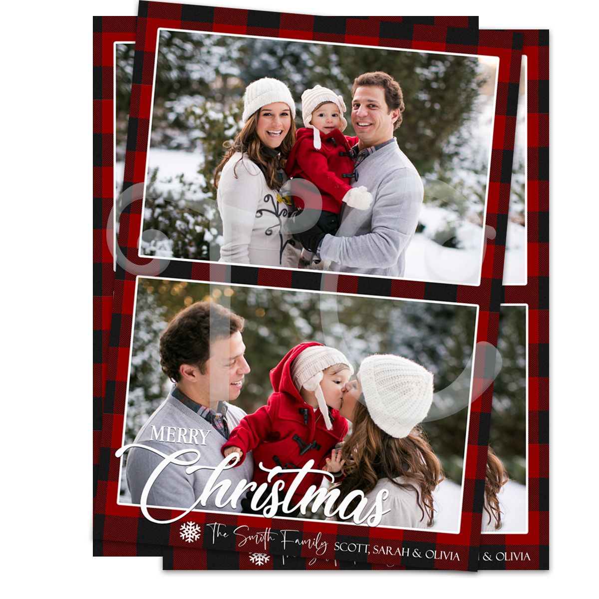 Buffalo Plaid Photo Greeting Cards