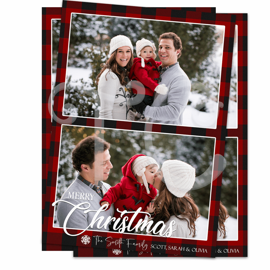 Buffalo Plaid Photo Greeting Cards