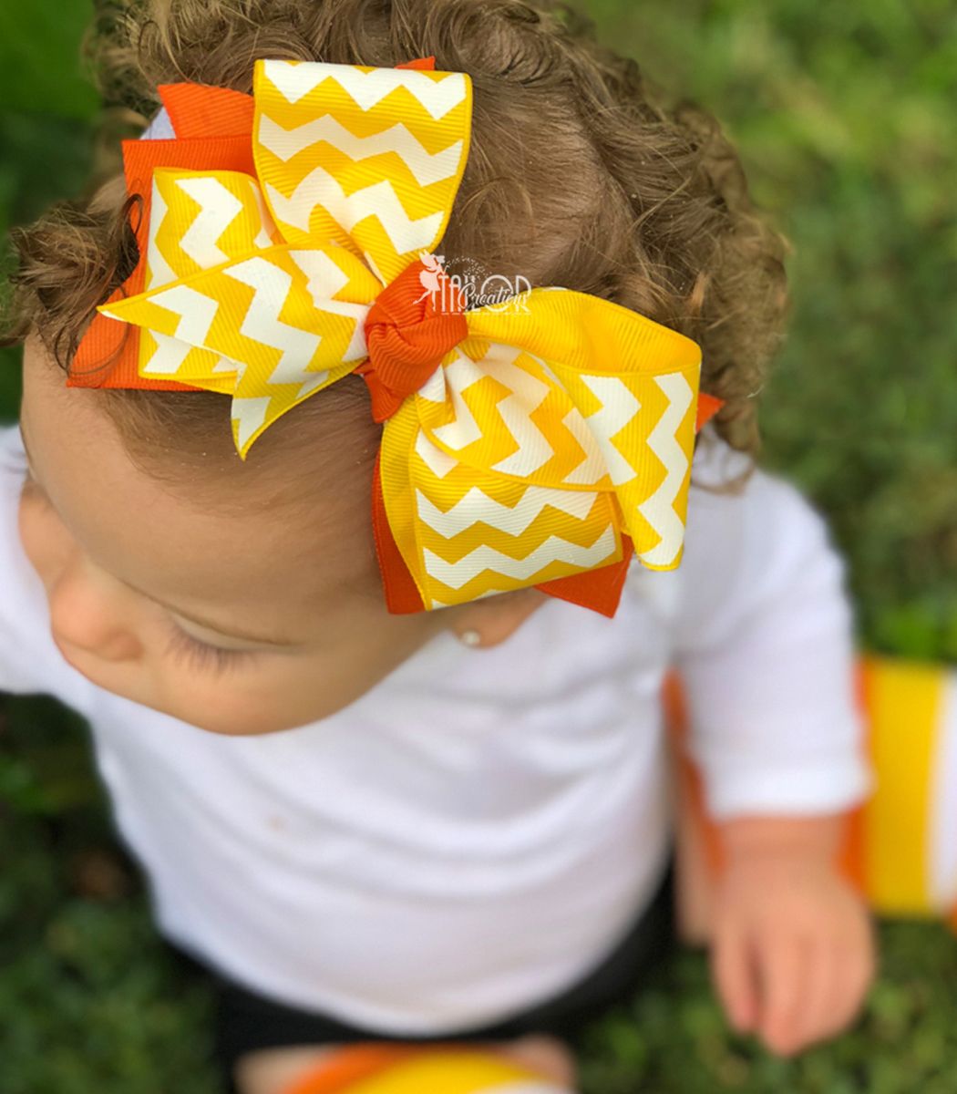 Candy Corn Stacked Hair Bow, Halloween Candy Corn Hair Bow Clip ...