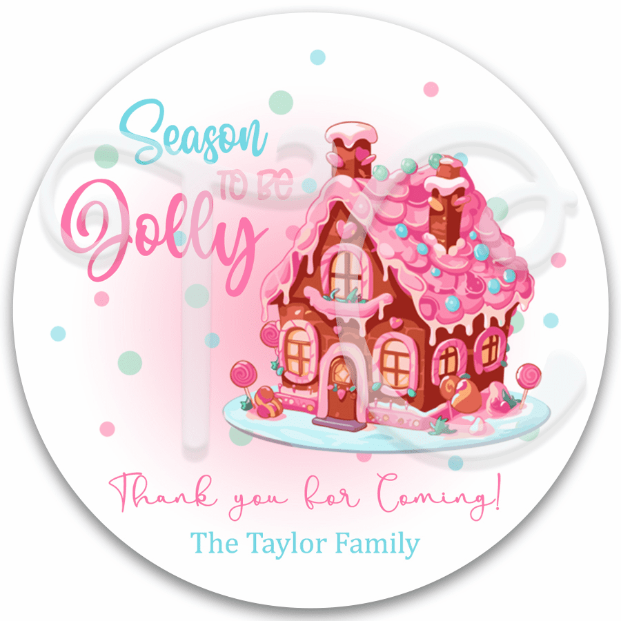 Candyland Pink Gingerbread House Stickers