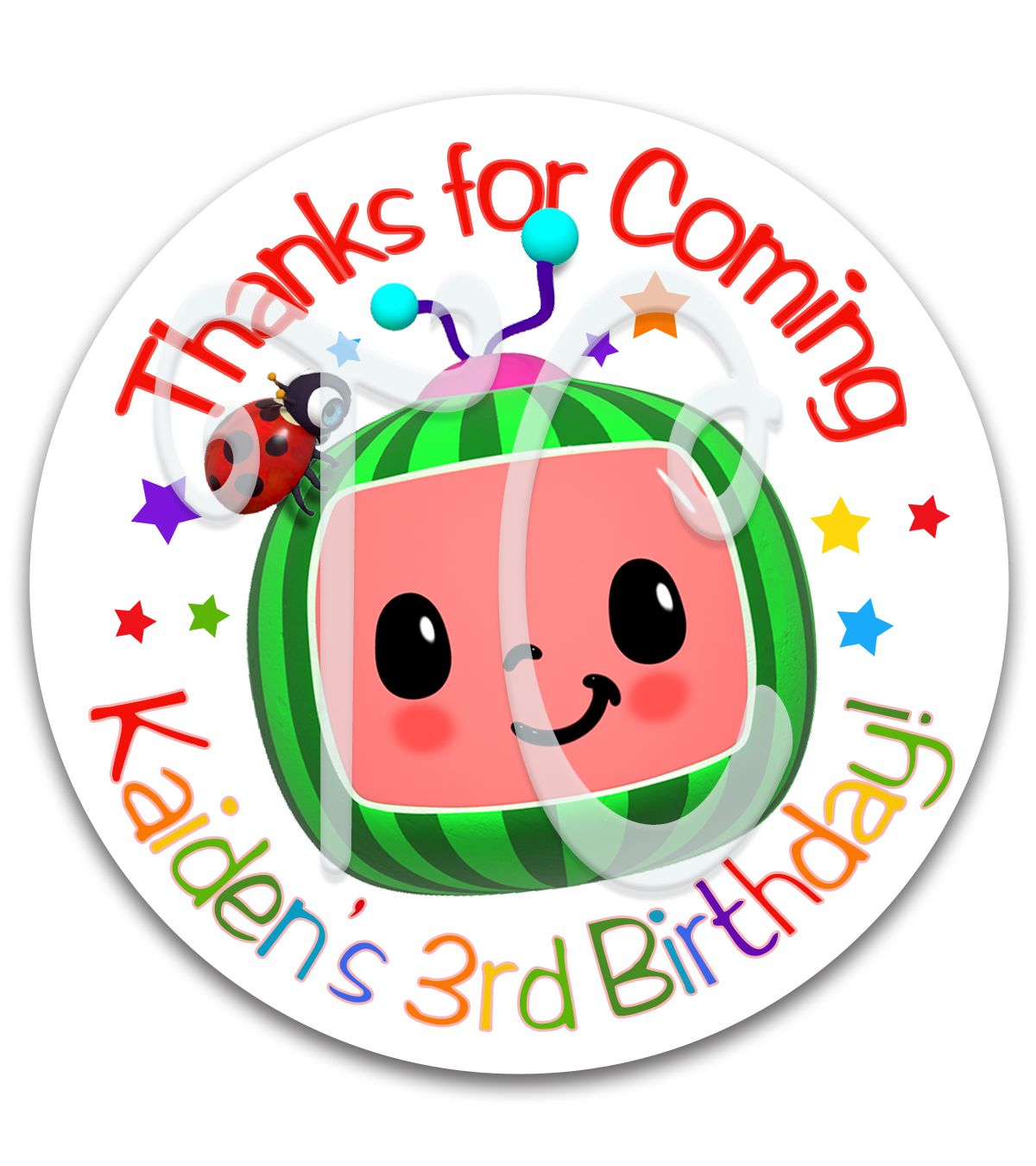 Cocomelon Custom Birthday Stickers Toppers Favors Labels Lollipop Party ...
