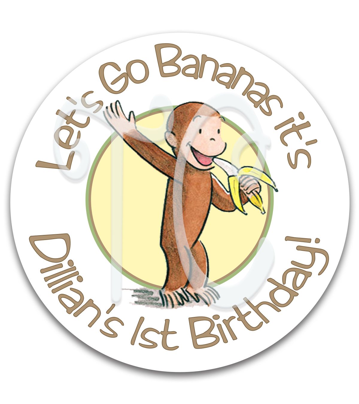 Curious George 1st Personalized Birthday Party Gift Tag Label Favors ...