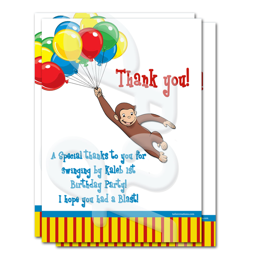 Curious George Personalized Thank you Cards