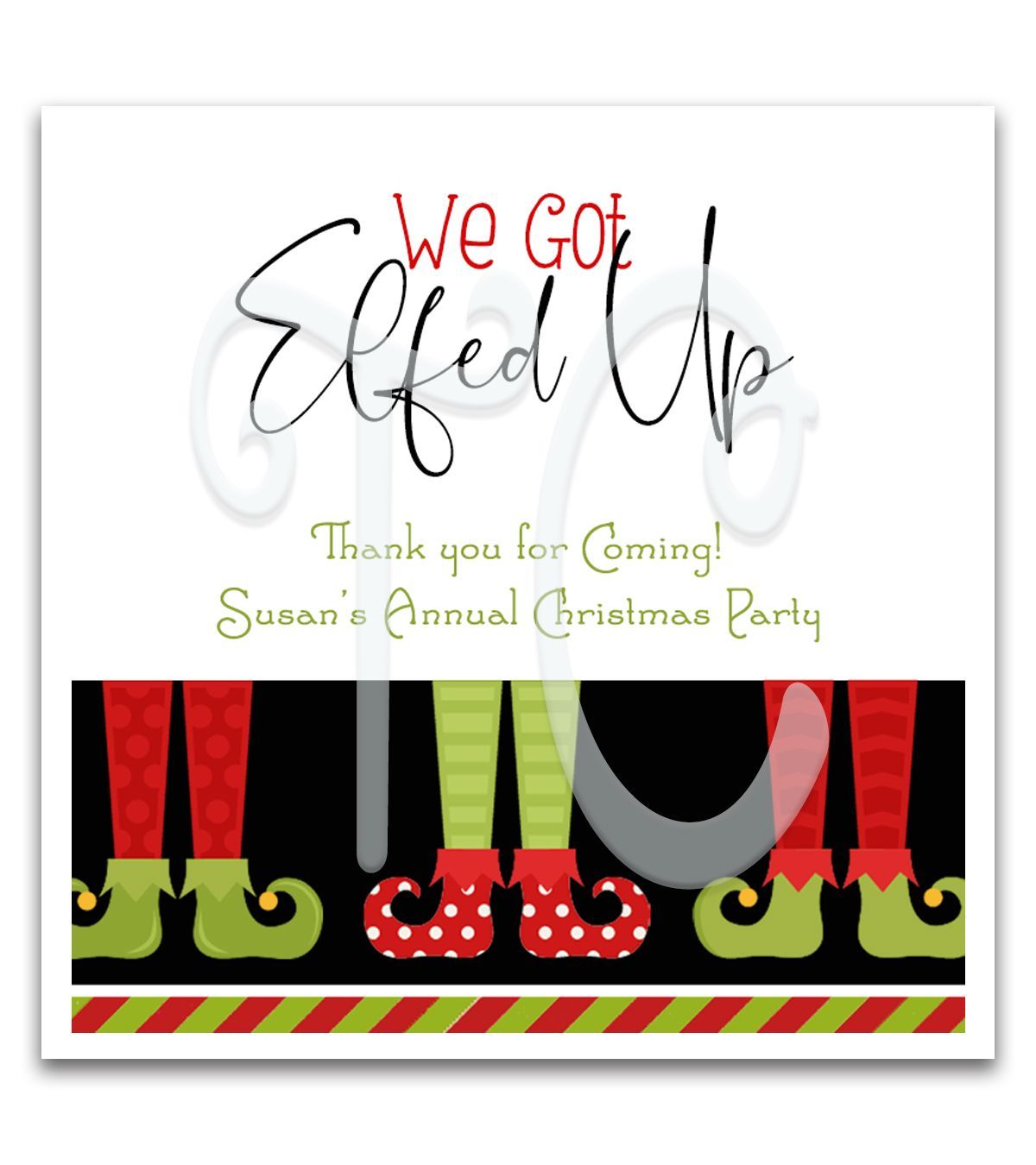 Elf Christmas Party Thank You Stickers