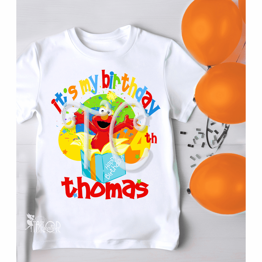 Elmo Custom Girls Birthday Outfit, Elmo Denim, Toddler Custom Birthday ...