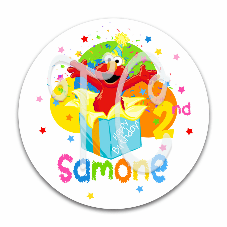 Elmo Sesame St Birthday Gift Label Stickers Favors Suckers Round Party ...